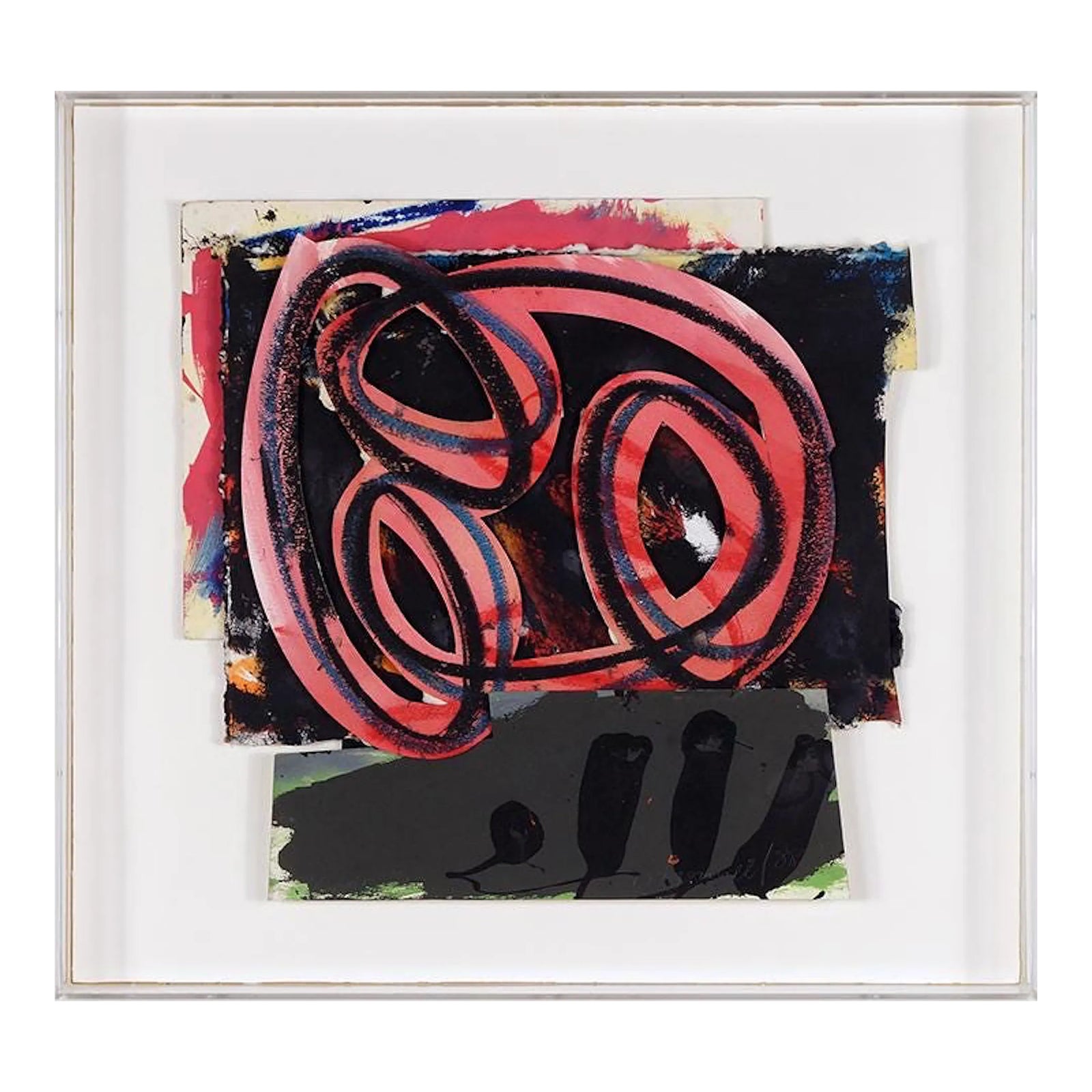 1980s Abstract Expressionist Pop Art Painting Collage, Assemblage Hugh ...