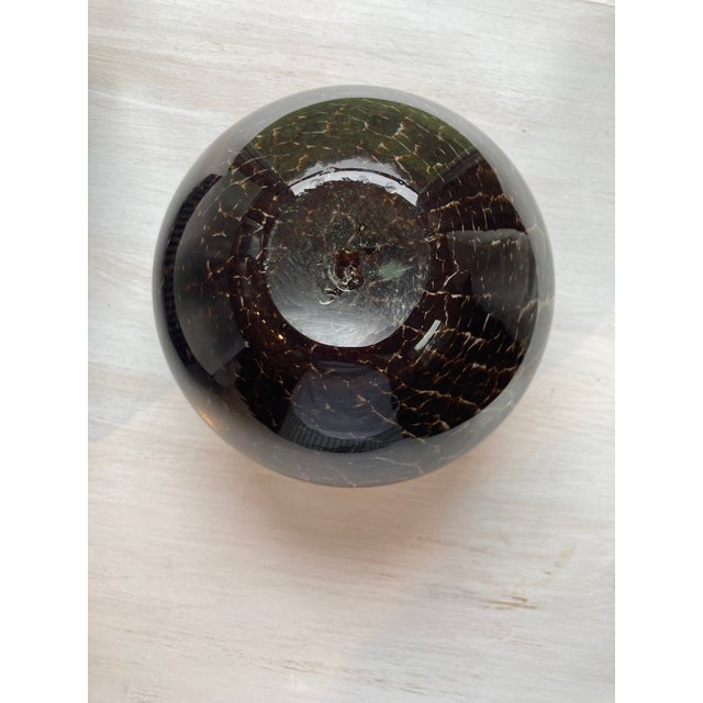 Vintage Undulating Art Glass Vase in Brown Tortoise | Chairish