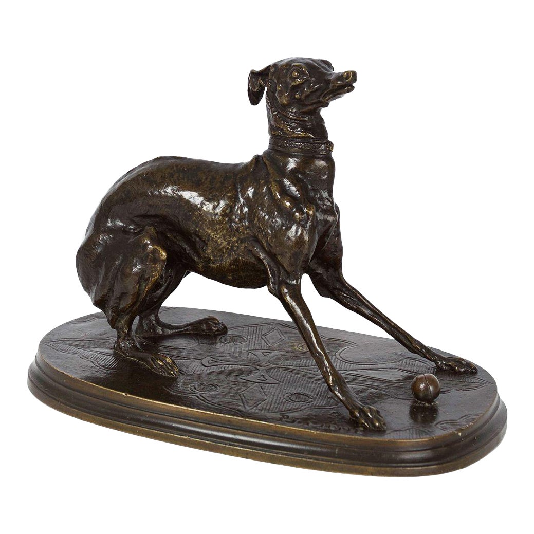 French Antique Atelier Bronze Sculpture of "Giselle" Whippet Dog by ...