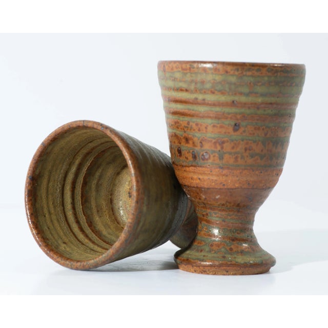 Marj Peeler Signed Studio Pottery Goblets | Chairish