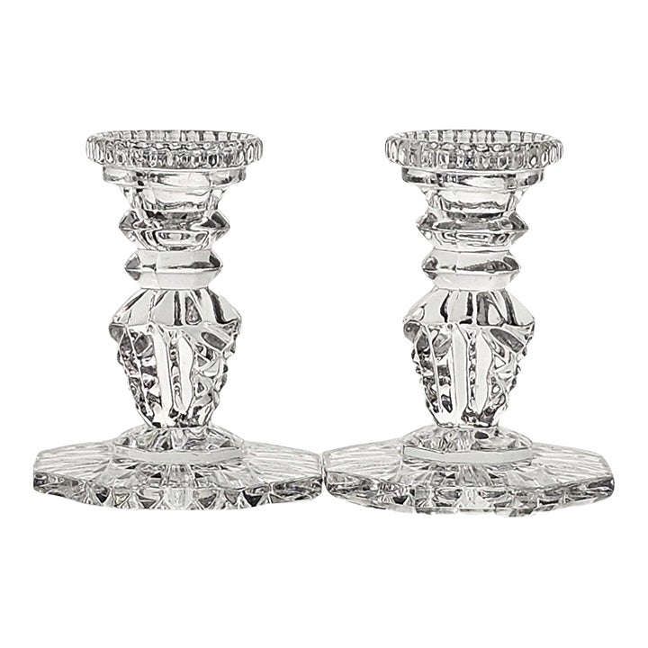 Bohemian Crystal Lead Cut Glass Candlesticks Candle Holders | Chairish