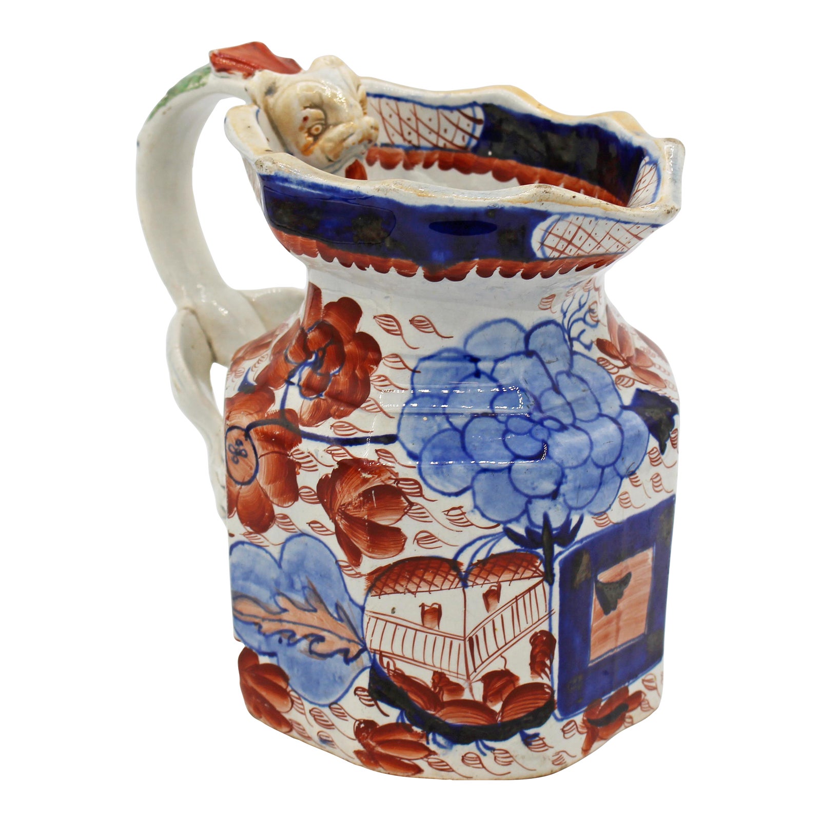 Circa 1860s English Large Ironstone Octagonal Jug With Dragon Handle ...