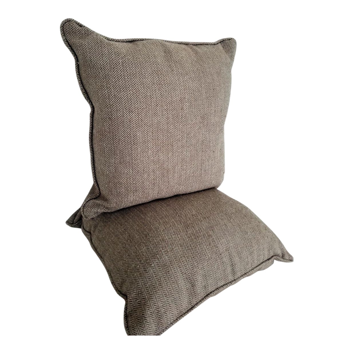 Transitional Alpaca Wool, Herringbone Pattern Pillows - a Pair | Chairish