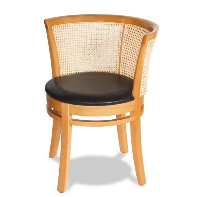 Modern Cane-Back Barrel Chair | Chairish
