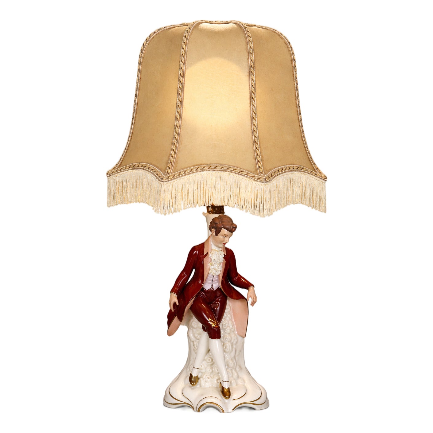 Vintage Porcelain Model 5368BL Table Lamp with Rococo Figure in the ...