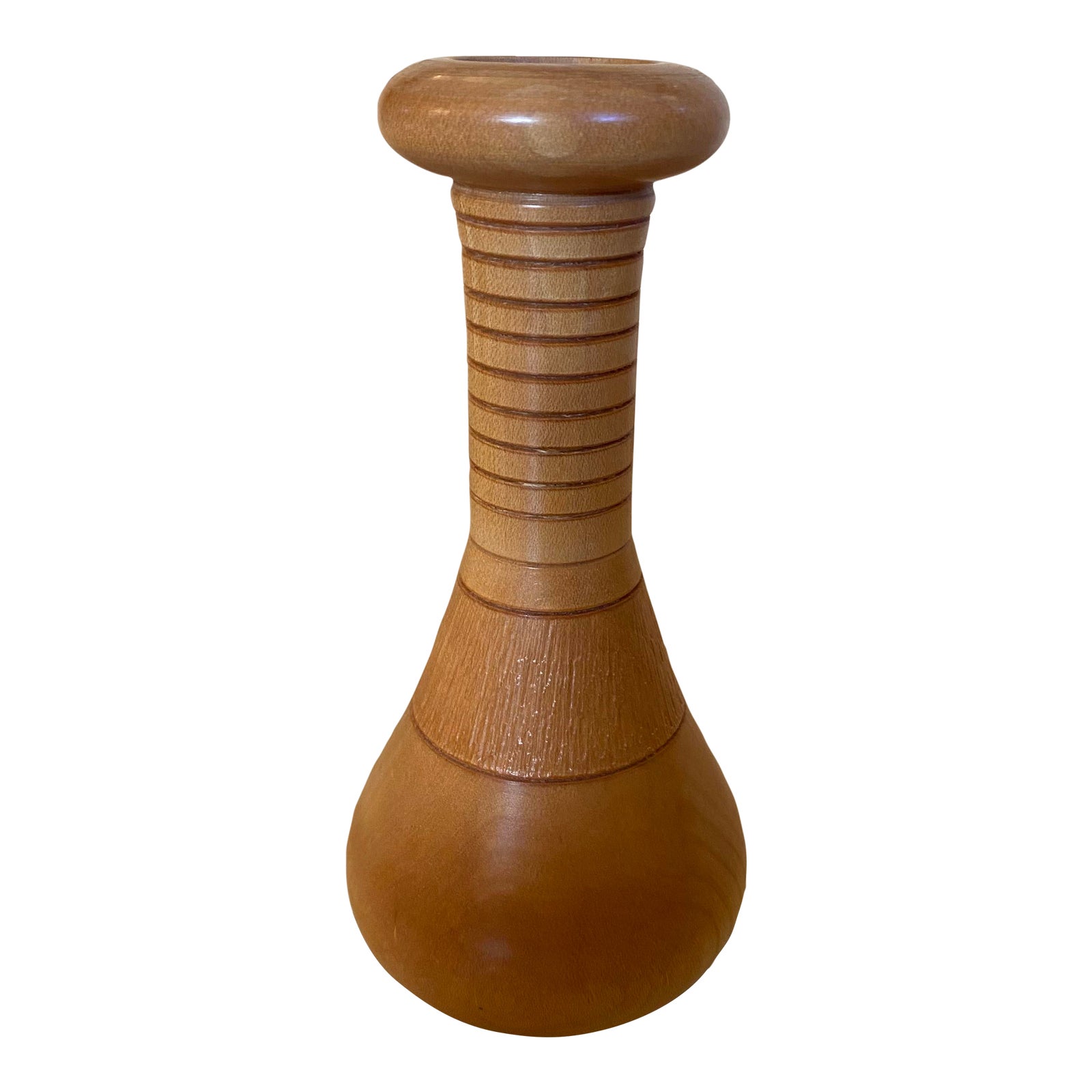 Early 21st Century Hard Maple Wood Turned Small Beaker Bud Vase With ...