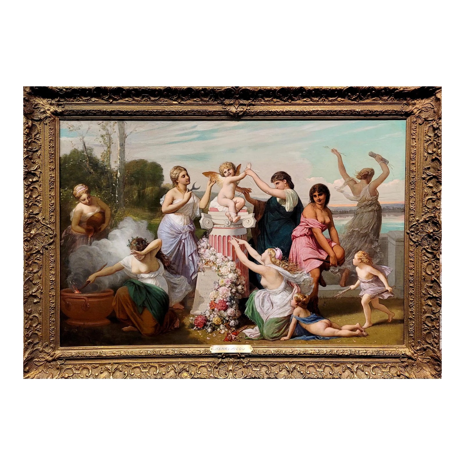 Henry-Pierre Picou- Women Clipping Cupid Wings-19th Century Oil ...