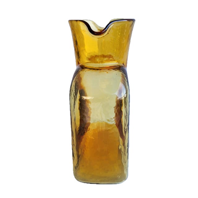Blenko Glass Double Spout Water Carafe #384 in Amber | Chairish