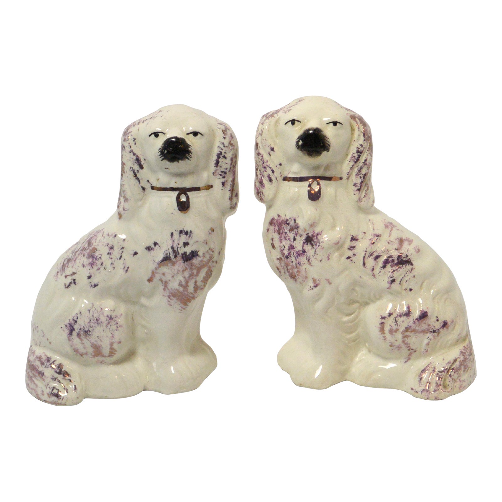 Vintage Purple Luster Cavalier King Charles Spaniel Pair | Chairish