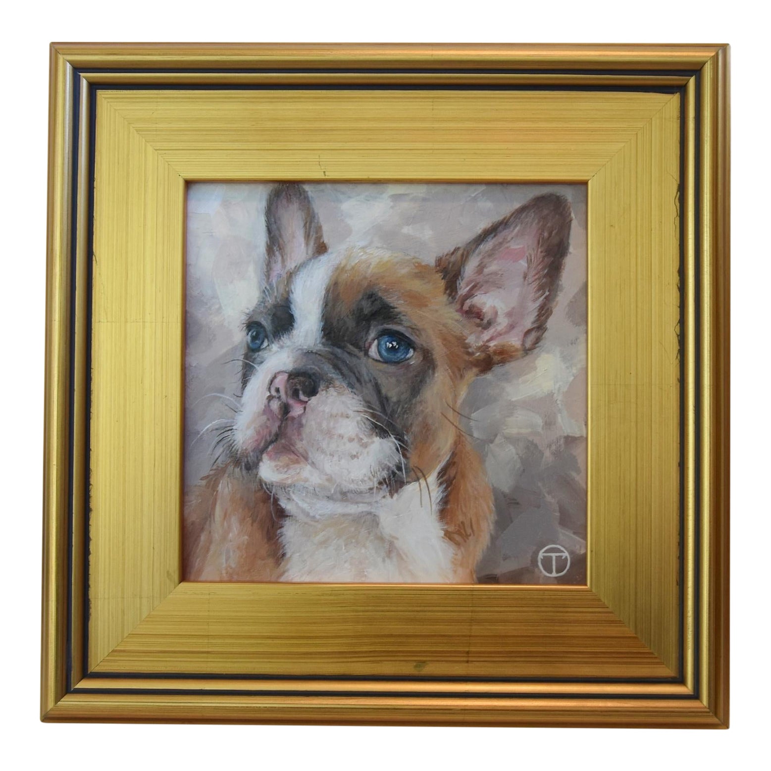 Blue Eyed French Frenchie Bulldog Dog Oil Painting Including the ...