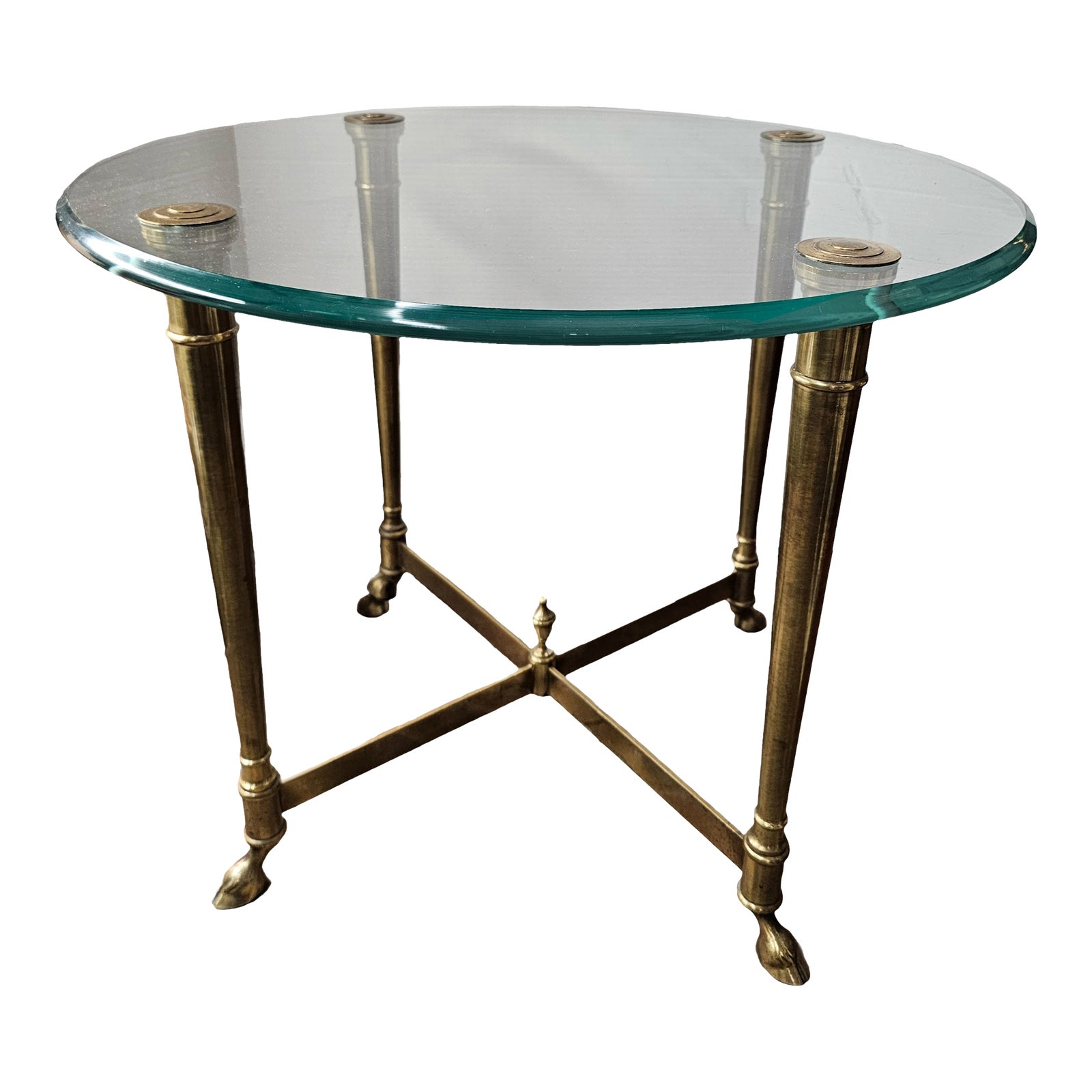 70’s Mid Century Modern La Barge Brass Tone Metal Base Side Table With ...