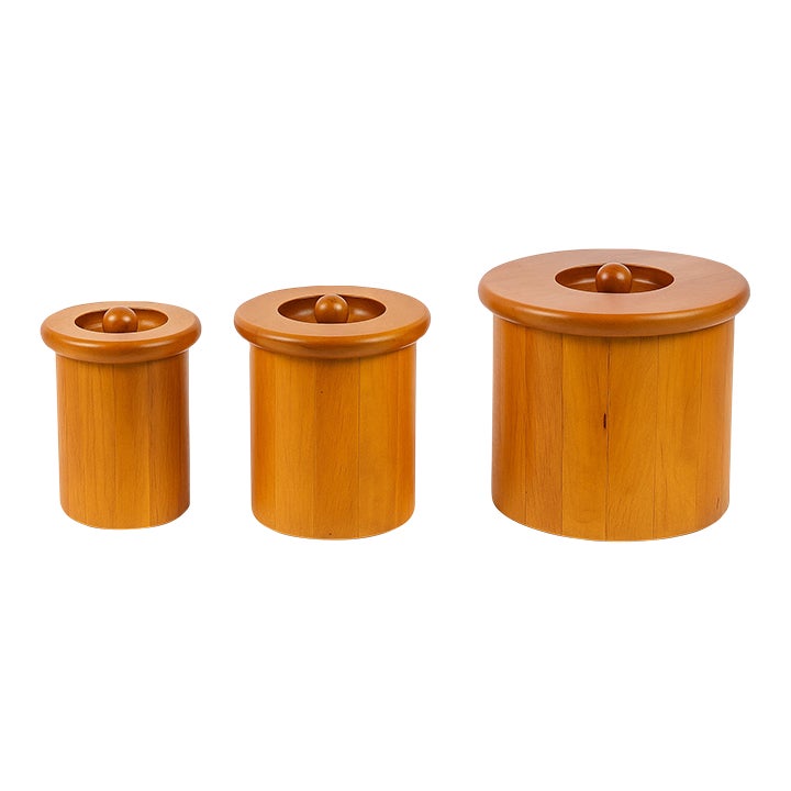 Canister Set -Vintage Minimalist Wooden Canister Trio – Japandi / Wabi ...