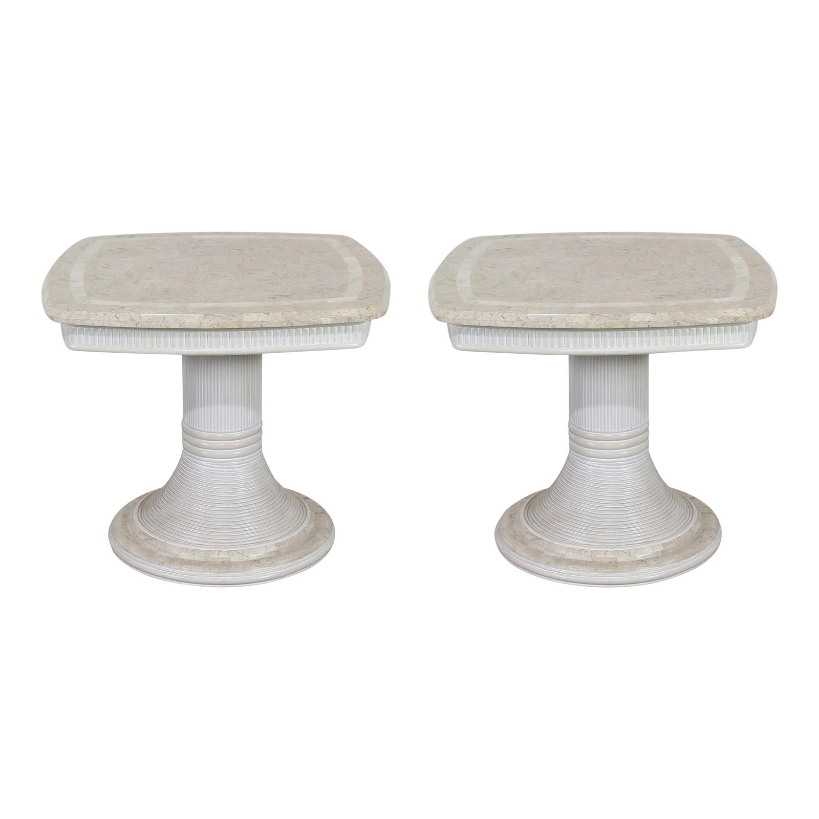 Tessellated Stone Side Tables, a Pair | Chairish