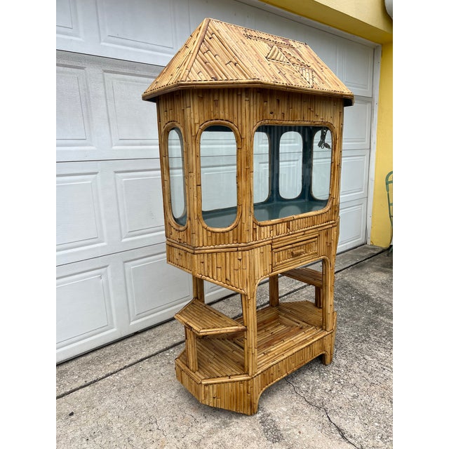 1980s Vintage Split Bamboo Tiki Fish Tank or Terrarium | Chairish