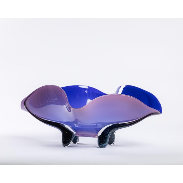 Ed Branson Lilac Blue Tropical Bowl | Chairish