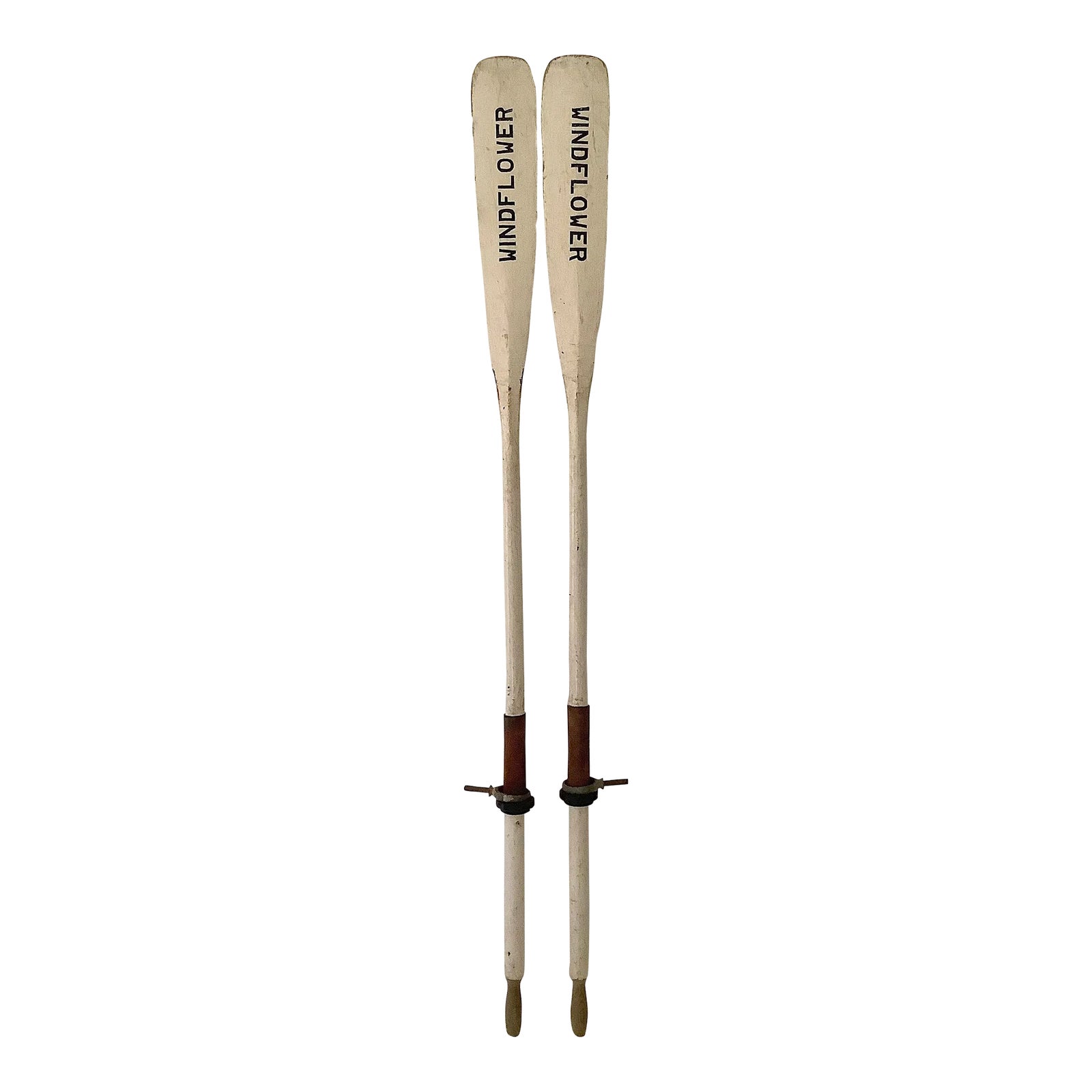Vintage Black and White Windflower Oars, Pair | Chairish