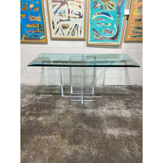 Mid Century Thick Lucite Console Table | Chairish