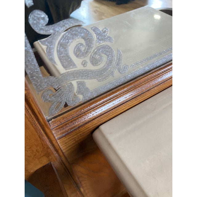 Midcentury Pulaski Hall Tree With Etched Mirror & Marble Shelf | Chairish