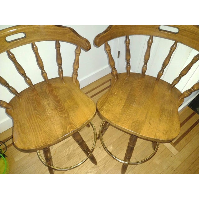1990s Pair of Vintage KLI Captains Pub Stools | Chairish