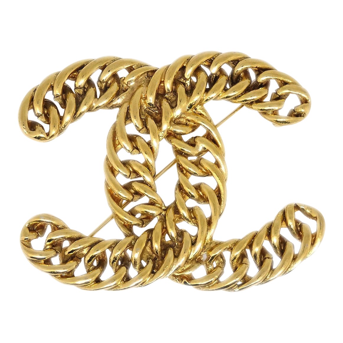 Chanel Cc Brooch Pin Gold 1107 121314 | Chairish