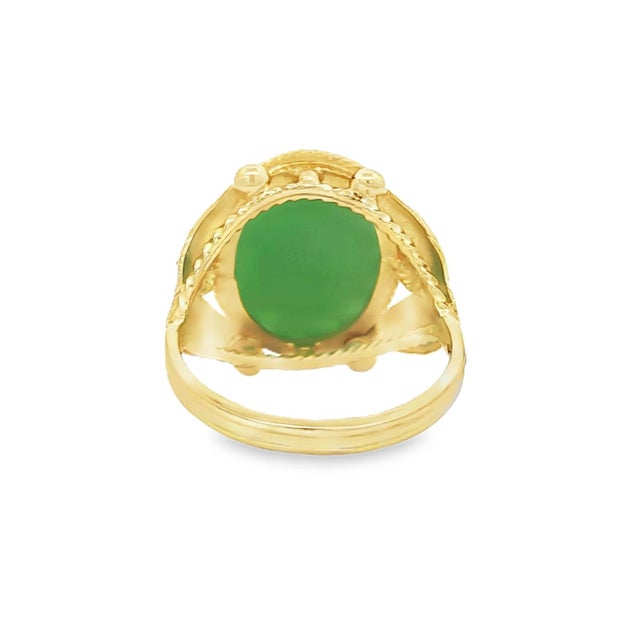 1960's Jadeite 14k Yellow Gold Floral Design Ring, Size 7 | Chairish
