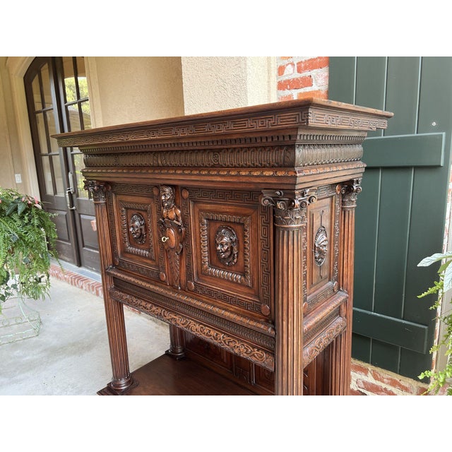 19th Century French Regency Greek Key Walnut Cabinet | Chairish
