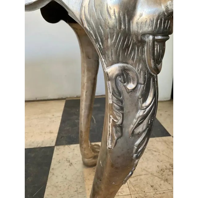 1990s Silver Leaf Hand Carved Wood Lion Console Table | Chairish
