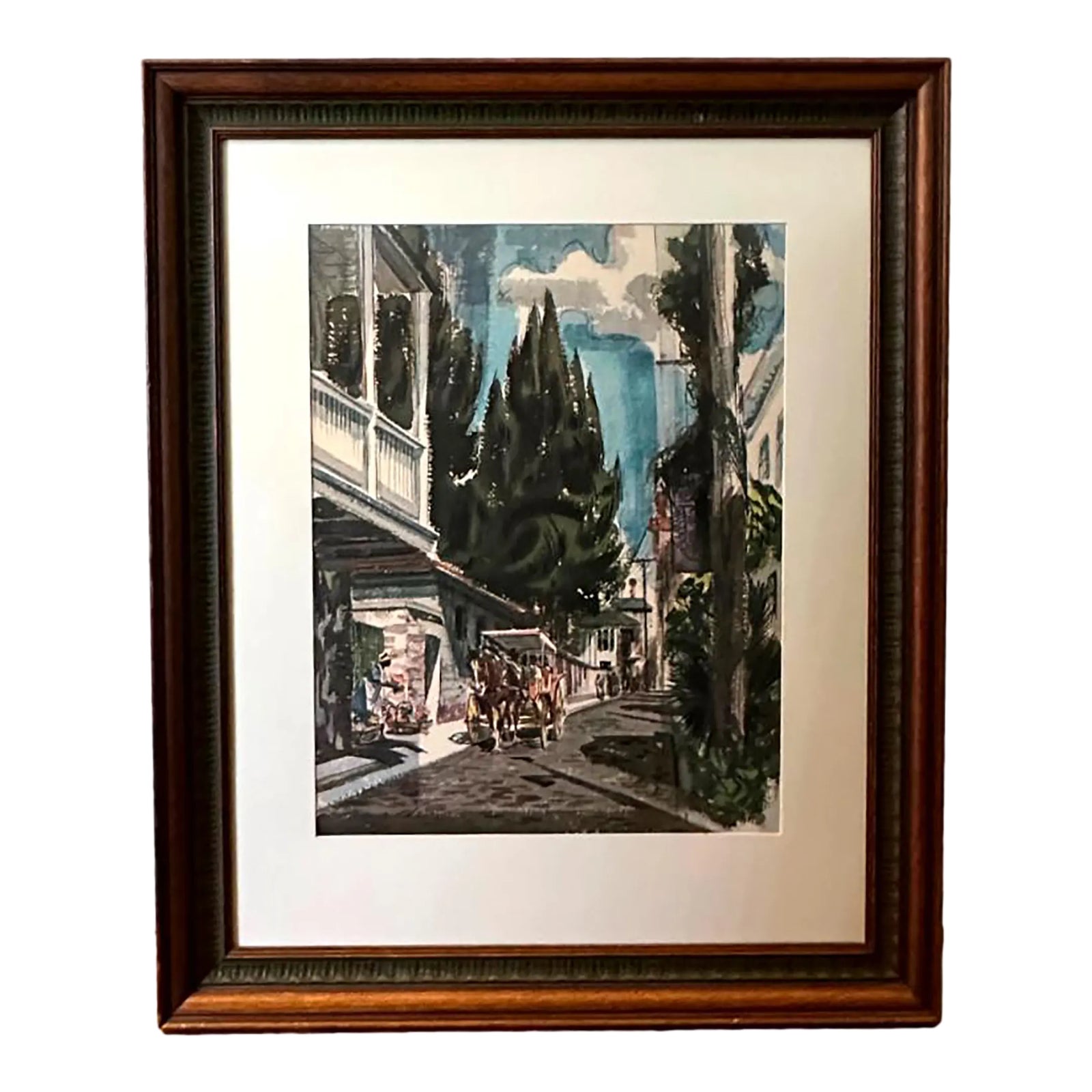 "New Orleans Scene" 1960's Print by Doris Chase, Framed | Chairish