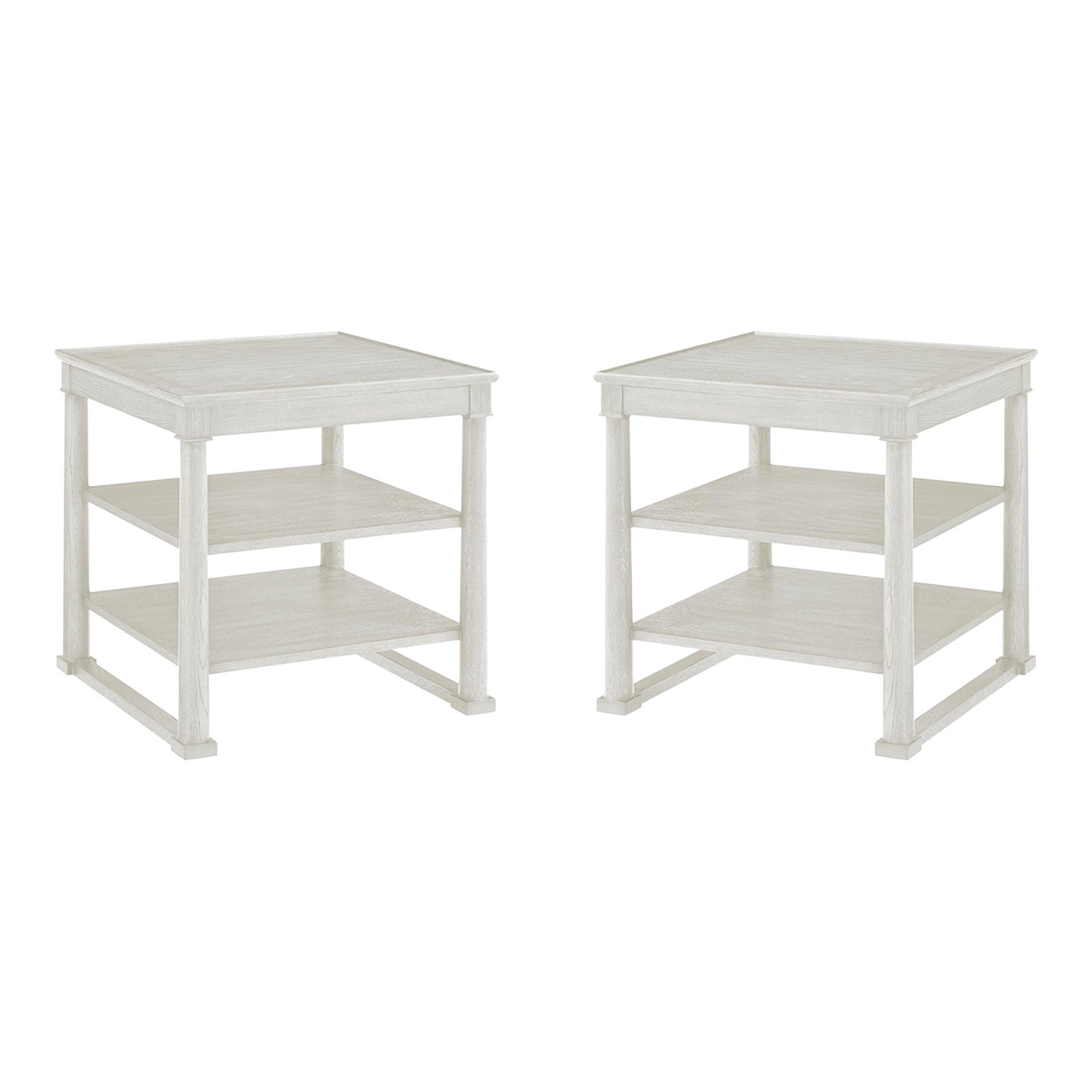 Pair of White Oak Square Side Tables | Chairish