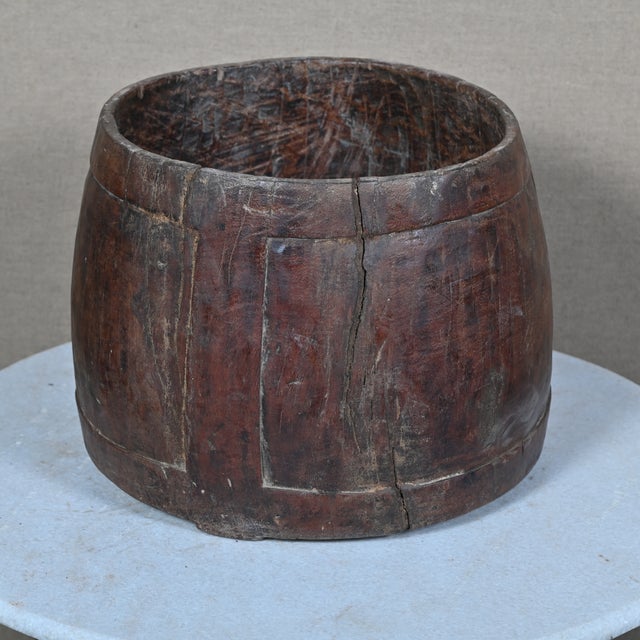 Vintage Wooden Water Pot Barrels Rustic Wood Storage Pot | Chairish