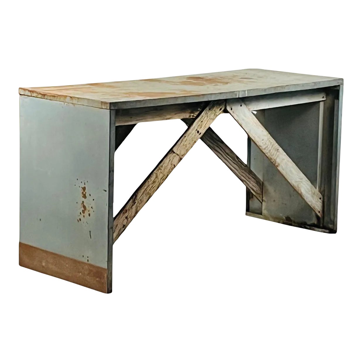 1940s Patinated Industrial Work Console | Chairish