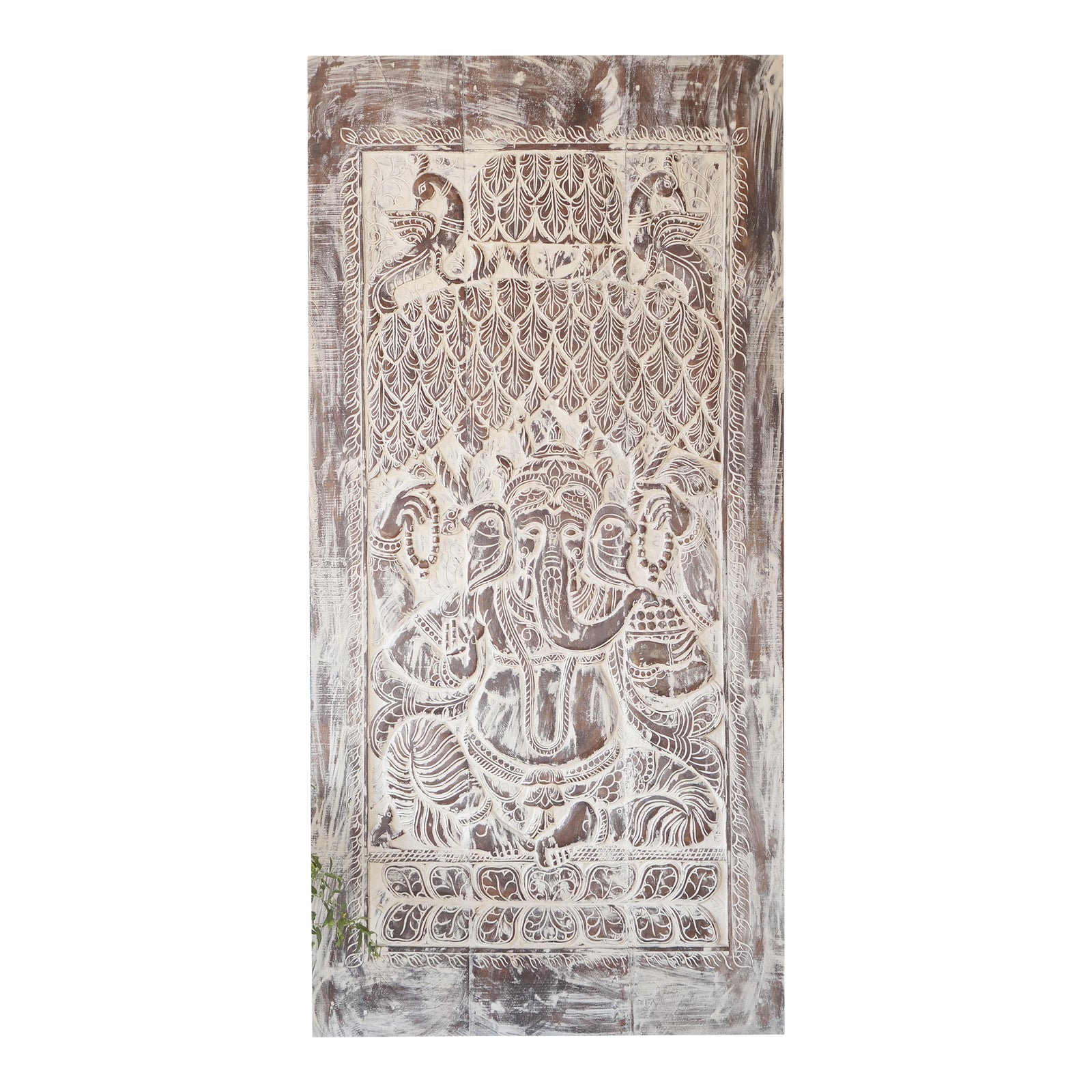 Vintage Ganesha Tree of Life Wall Art Panel – Hand-Carved Spiritual ...