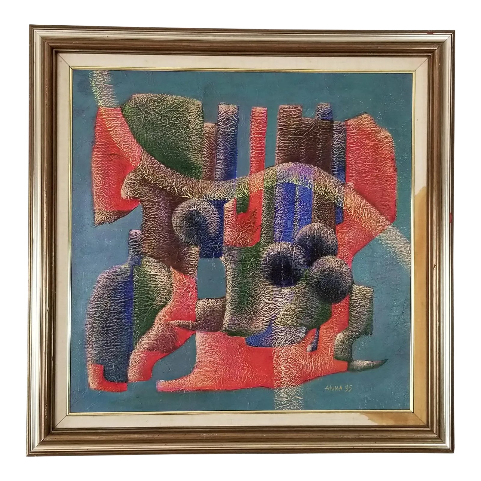 1990 Anna Goncharova Postmodern Style Abstract Painting | Chairish