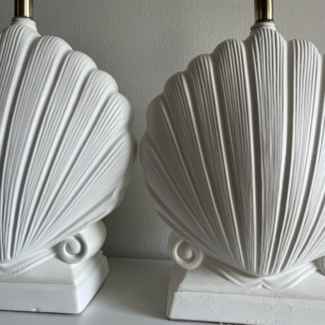 Vintage Plaster Seashell Scallop Lamps - a Pair | Chairish