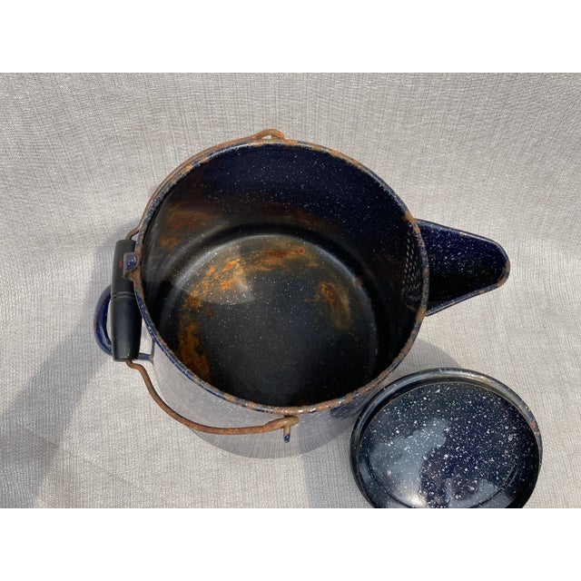 Antique Enamel Cowboy Kettle | Chairish