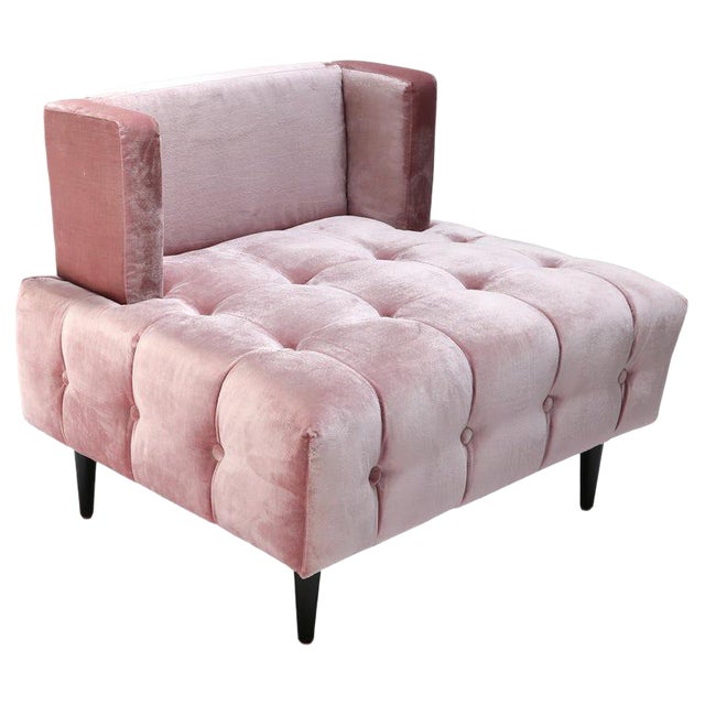 Custom Pink Velvet Tufted Lounge Chairs - a Pair | Chairish
