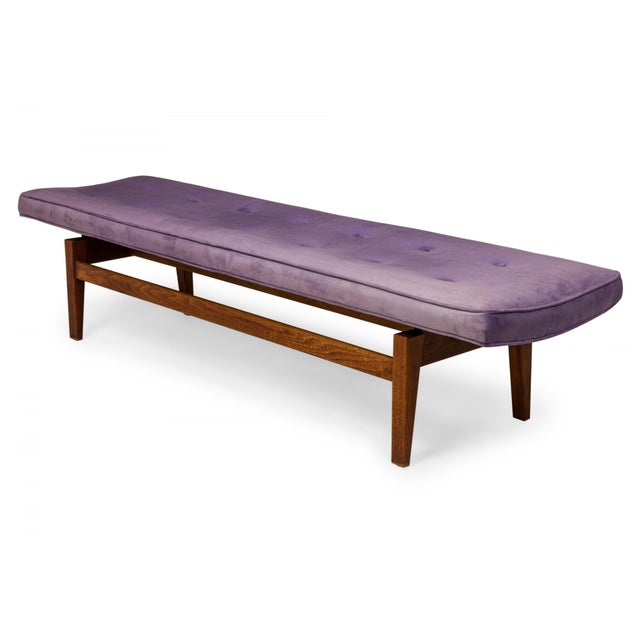 Jens Risom Danish Mid-Century Purple Tufted Velour and Wood Floating ...