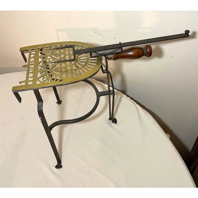 Rare Antique Brass Wood Iron Fireplace Pot Trivet Hearth Stand W ...