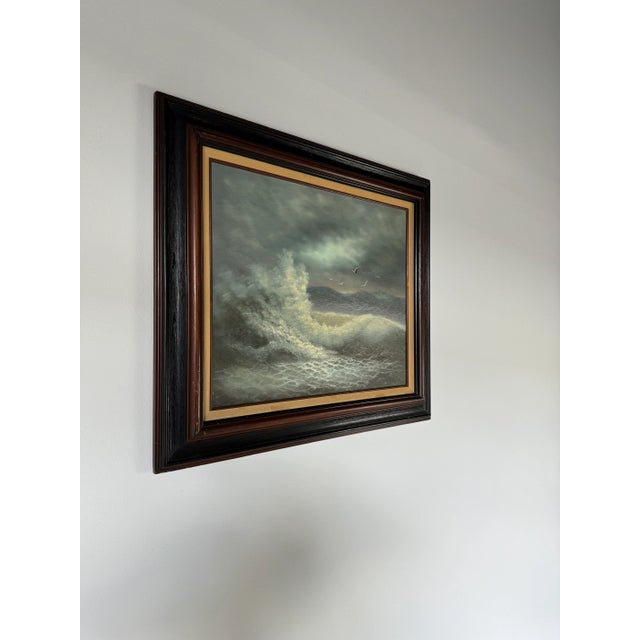 70's Vintage Brawer Ocean Seascape Oil Painting, Framed | Chairish