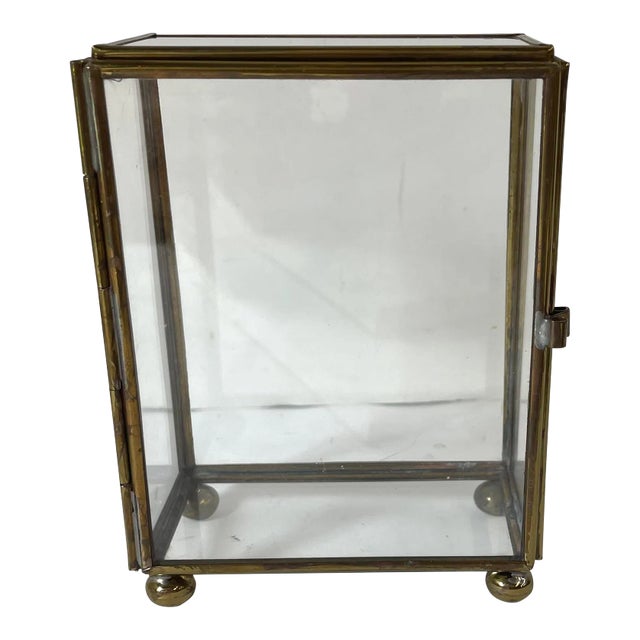 Vintage Glass and Brass Petite Curio Box | Chairish