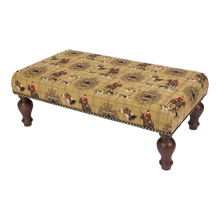 00 English Traditional Style Hunting Trophy Pattern Large Stool | Chairish