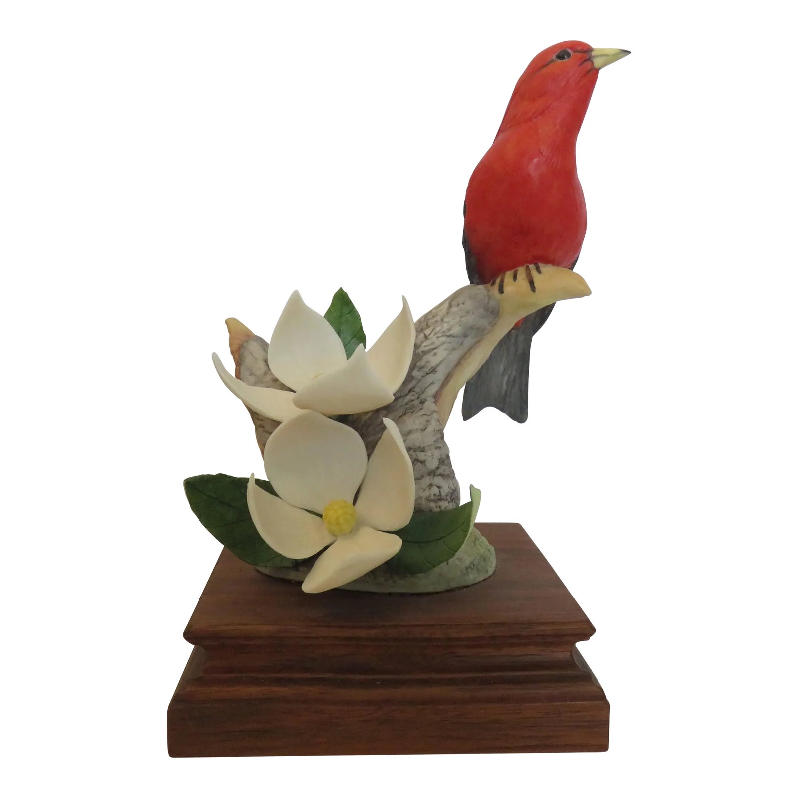 Late 20th Century Marcel E. Moussalli Scarlett Tanager Bird-Porcelain ...
