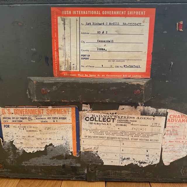 1950's United States Army Military Painted Wood Foot Locker Chest Trunk ...