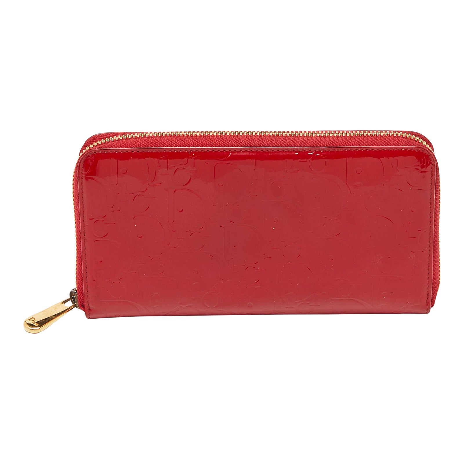 Dior Red Patent Leather Ultimate Zip Around Wallet | Chairish