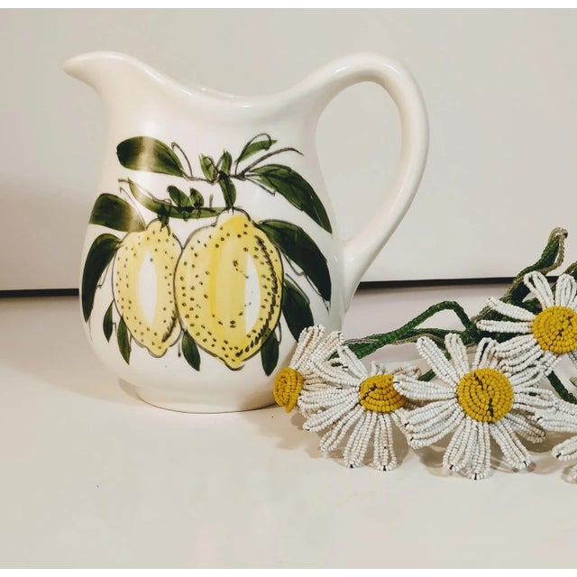 Vintage Lemon Pitcher Fruit Pottery Serveware Hand Painted | Chairish