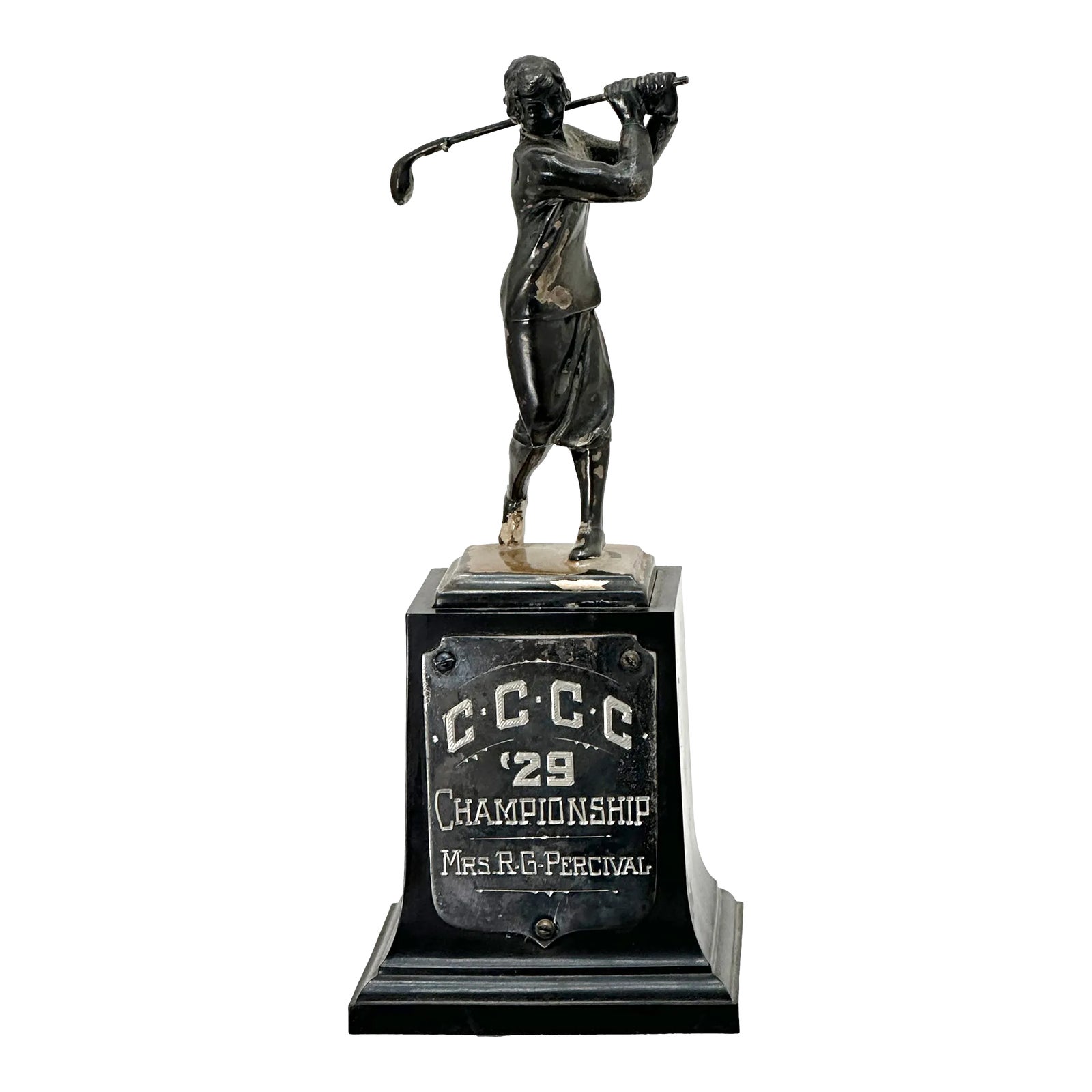 Antique 1929 Silverplate Figurative Womens Golf Club Championship ...