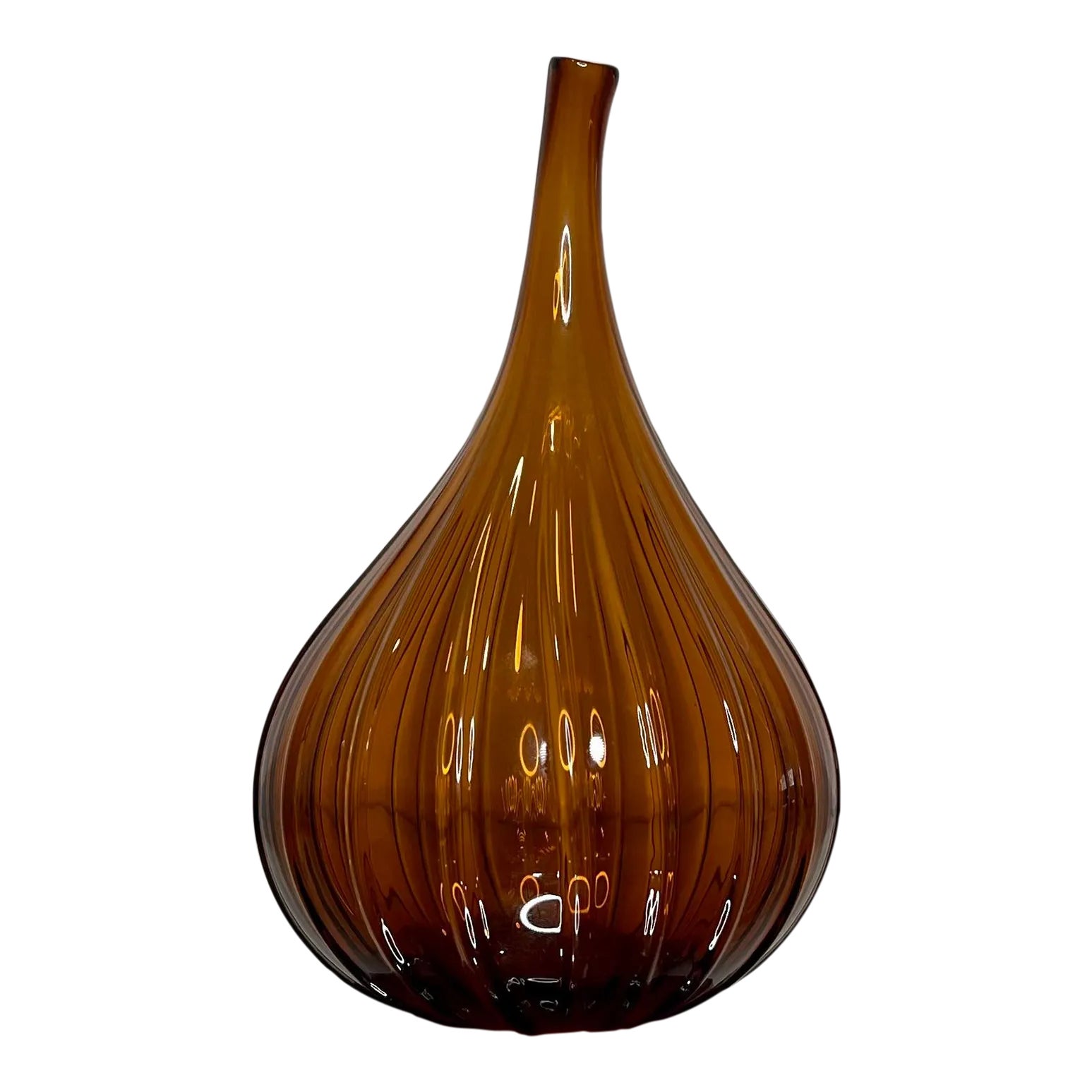 Modern Salviati Italian Amber Glass Drops Vase | Chairish