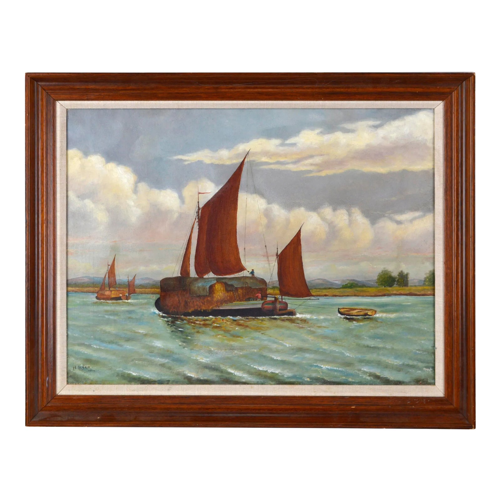 "Straw Barge" on the Thames (After) Edward Duncan Oil on Linen 1898 by ...