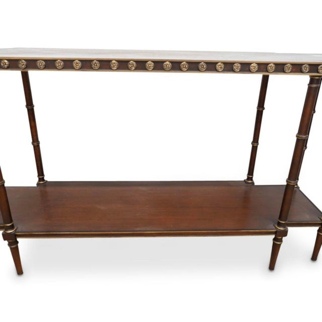 Vintage Hickory Mahogany & Gilt Faux Bamboo Console or Sofa Table ...