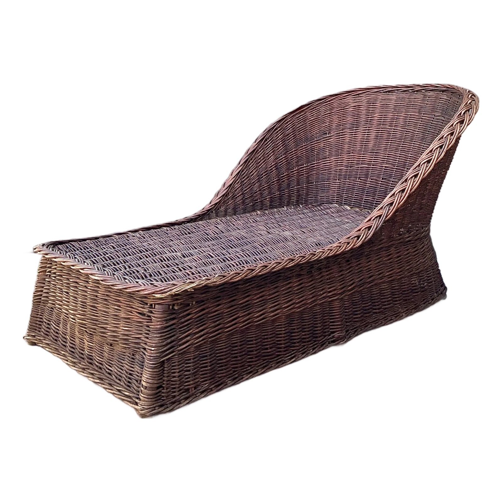 Vintage Braided Rattan Chaise Lounge From the Estate of Roberta Flack ...